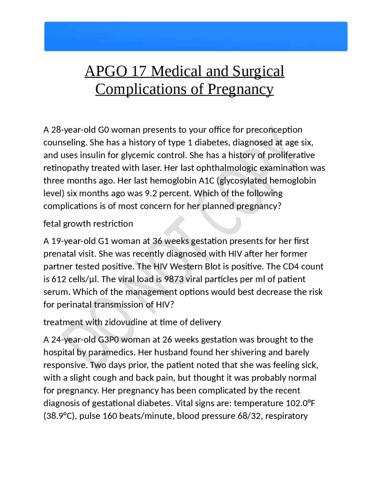 APGO 17 Medical and Surgical Complications of Pregnancy 2024/2025 ...