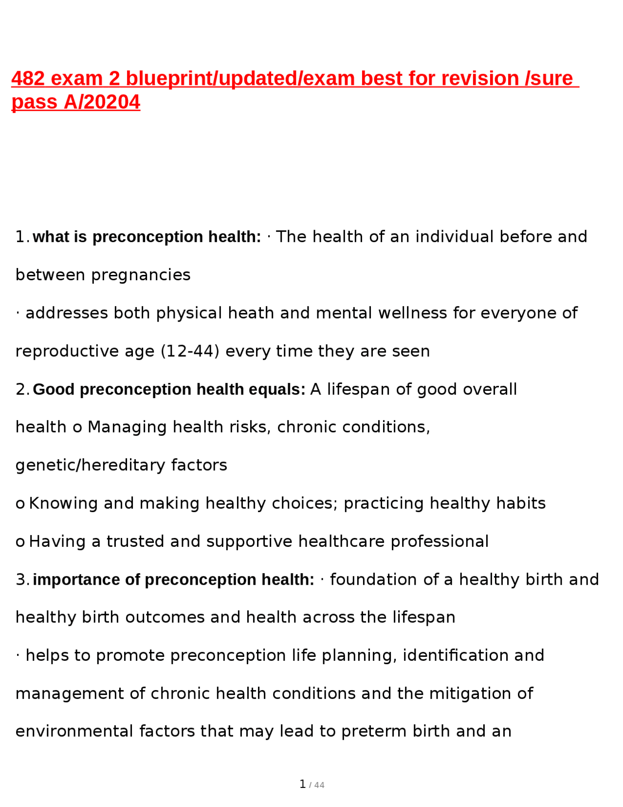 482 exam 2 blueprint/updated/exam best for revision /sure pass A/20204 ...