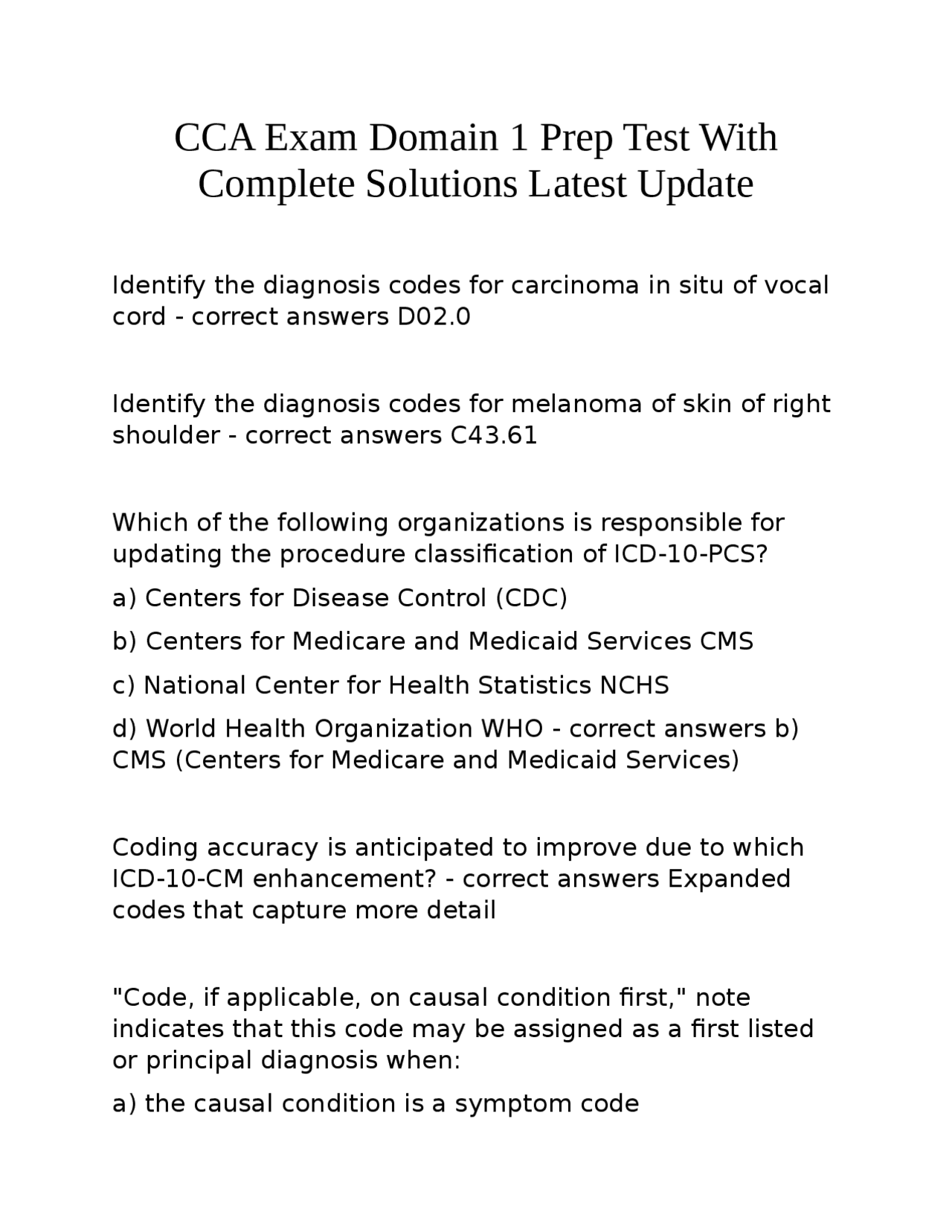 CCA Exam Domain 1 Prep Test With Complete Solutions Latest Update ...