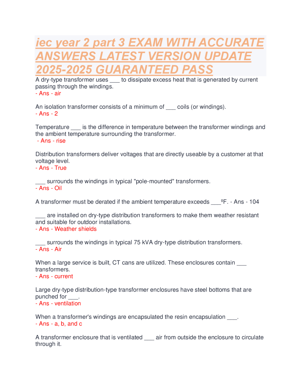 iec year 2 part 3 EXAM WITH ACCURATE ANSWERS LATEST VERSION UPDATE 2025 ...
