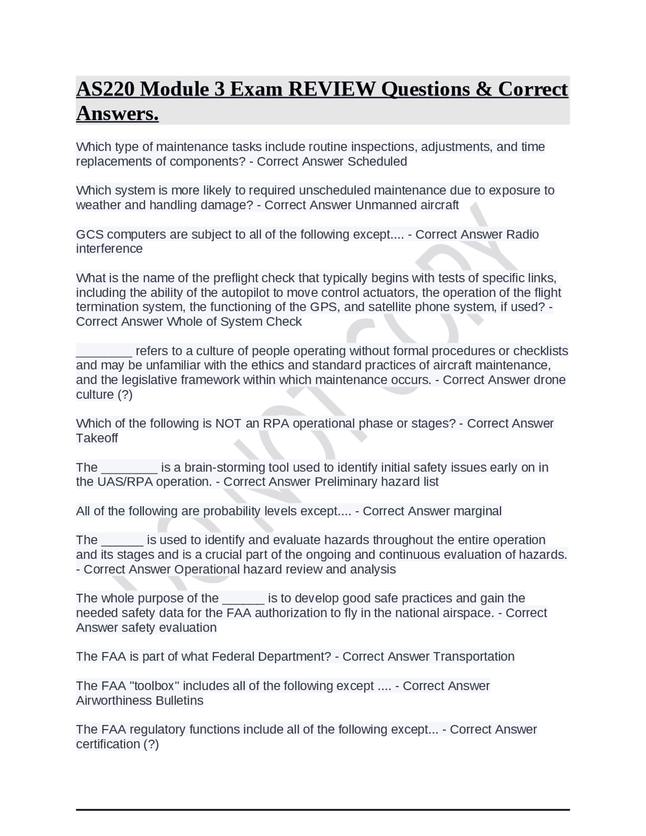AS220 Module 3 Exam REVIEW Questions & Correct Answers. | Exams ...