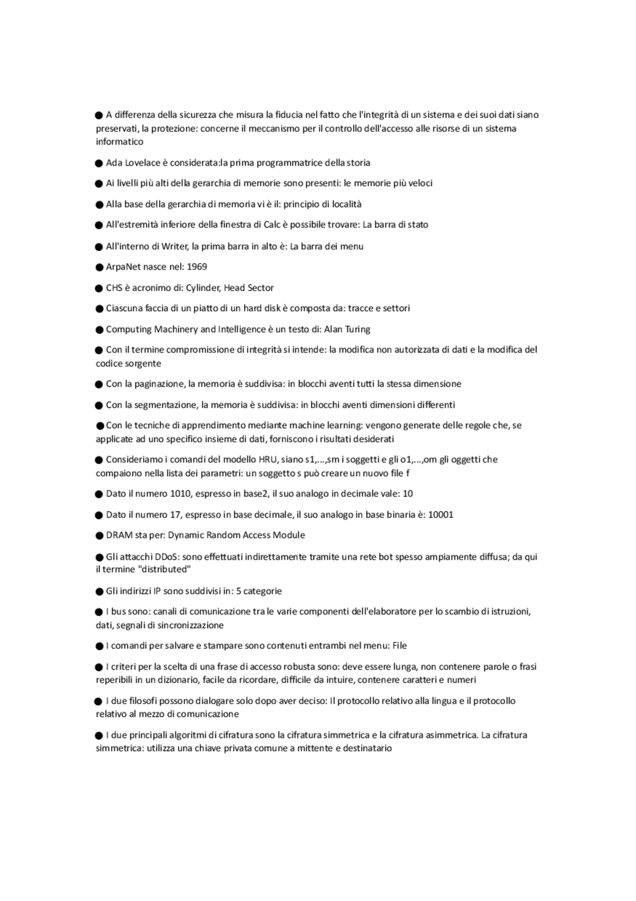 Prova di abilita' informatica (INF/01) | Cheat Sheet Pre-Calculus | Docsity