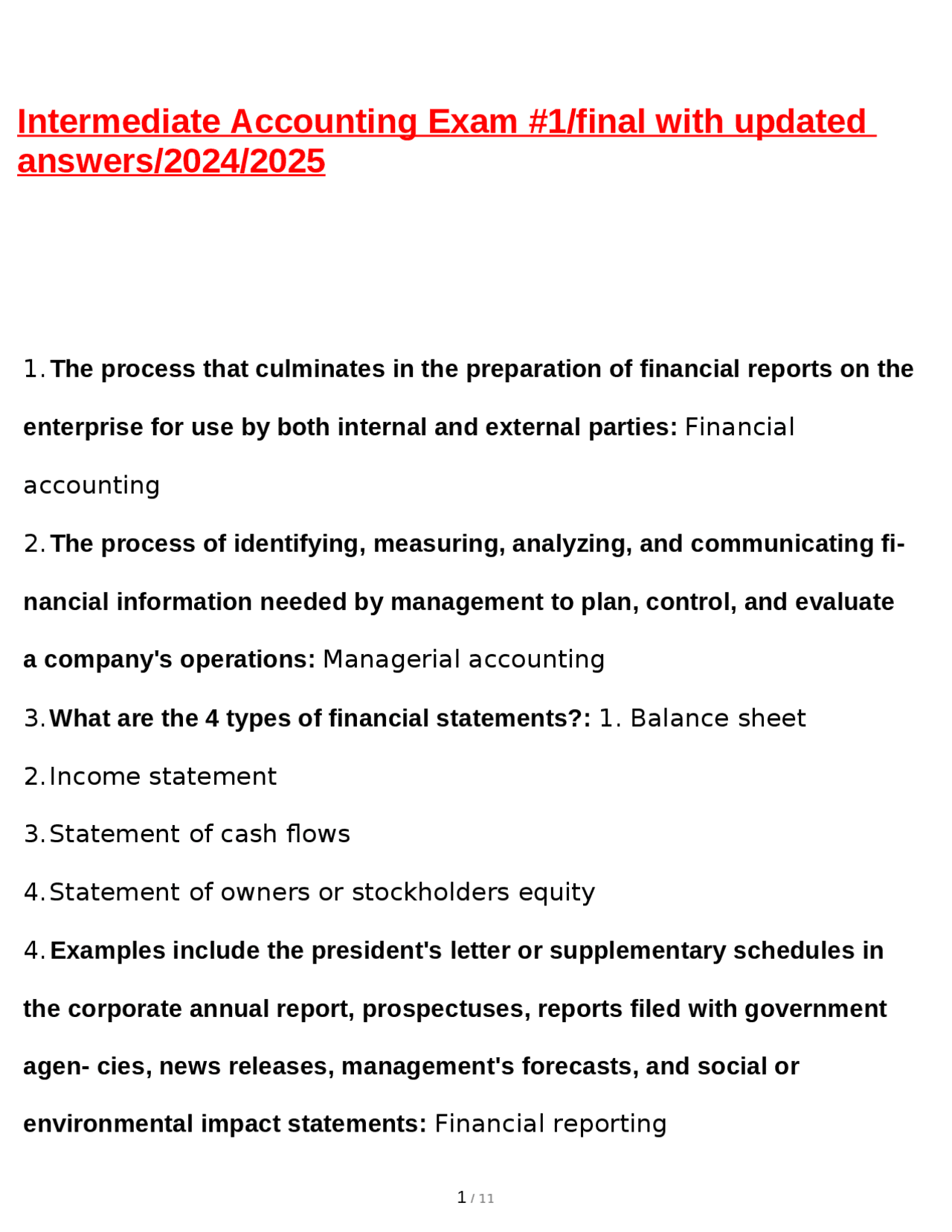 Intermediate Accounting Exam #1/final with updated answers/2024/2025 ...