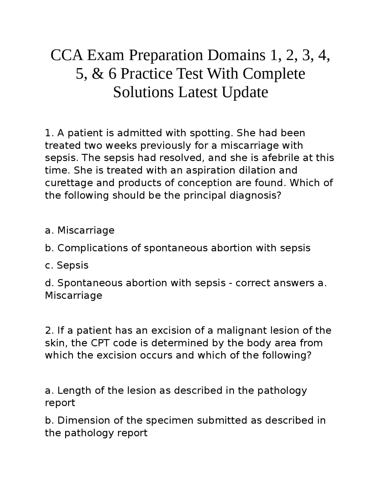 CCA Exam Preparation Domains 1, 2, 3, 4, 5, & 6 Practice Test With ...