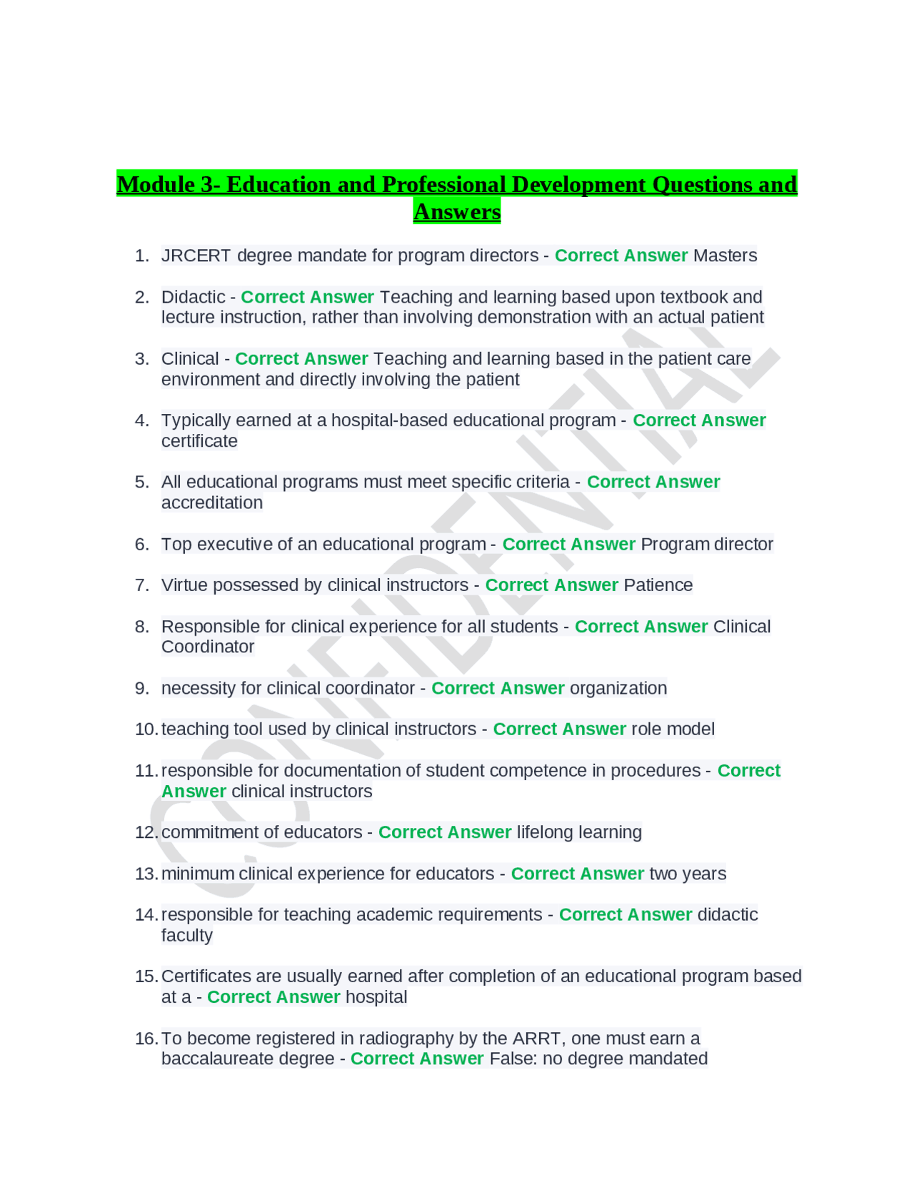 Module 3- Education and Professional Development Questions and Answers ...