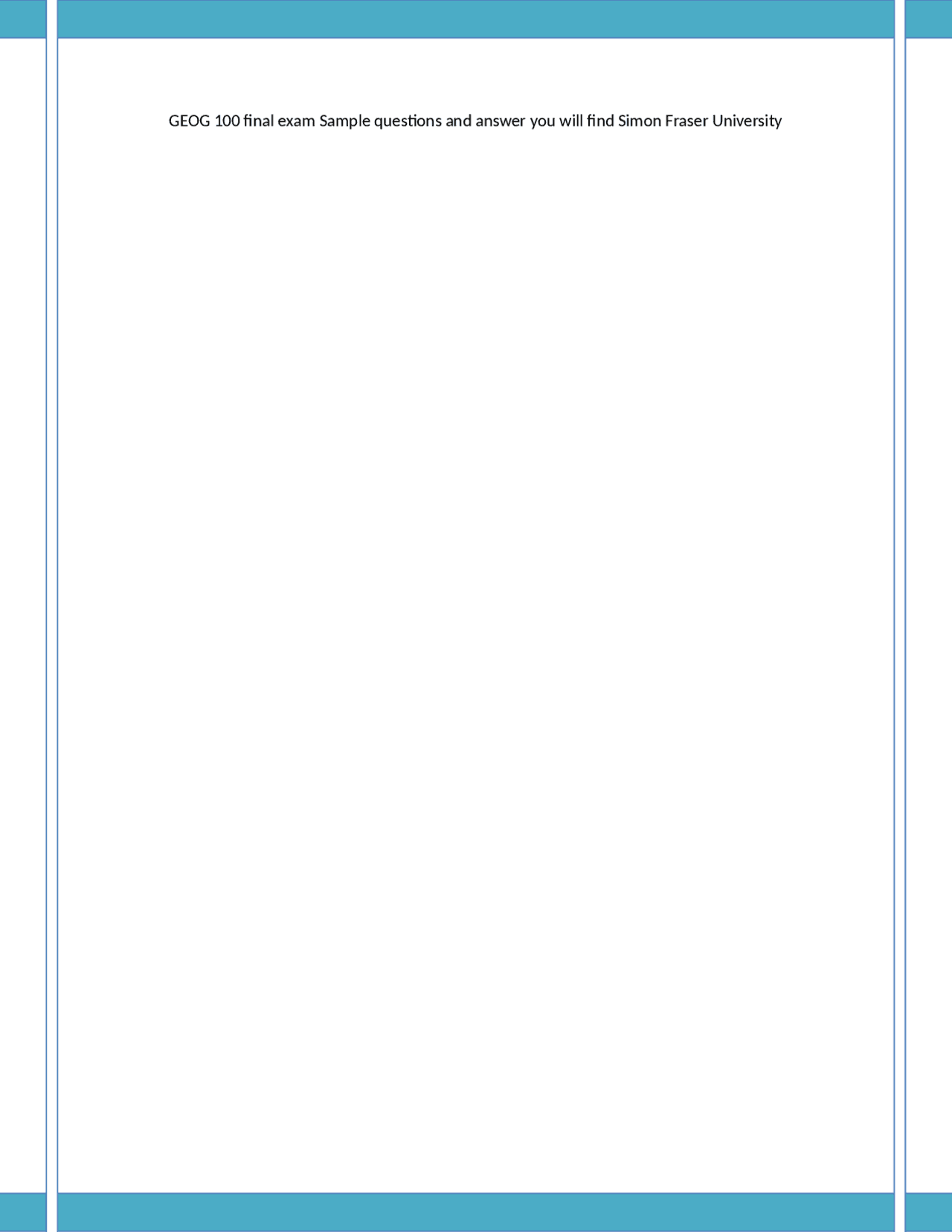 GEOG 100 final exam Sample questions and answer you will find Simon ...