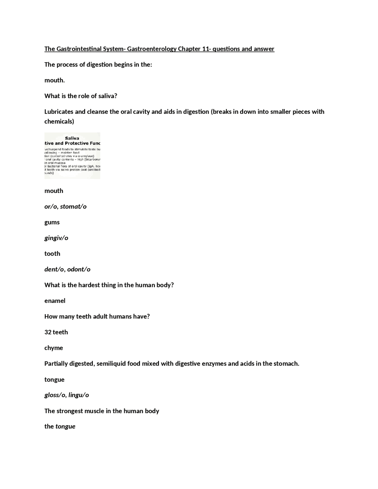 The Gastrointestinal System- Gastroenterology Chapter 11- questions and ...