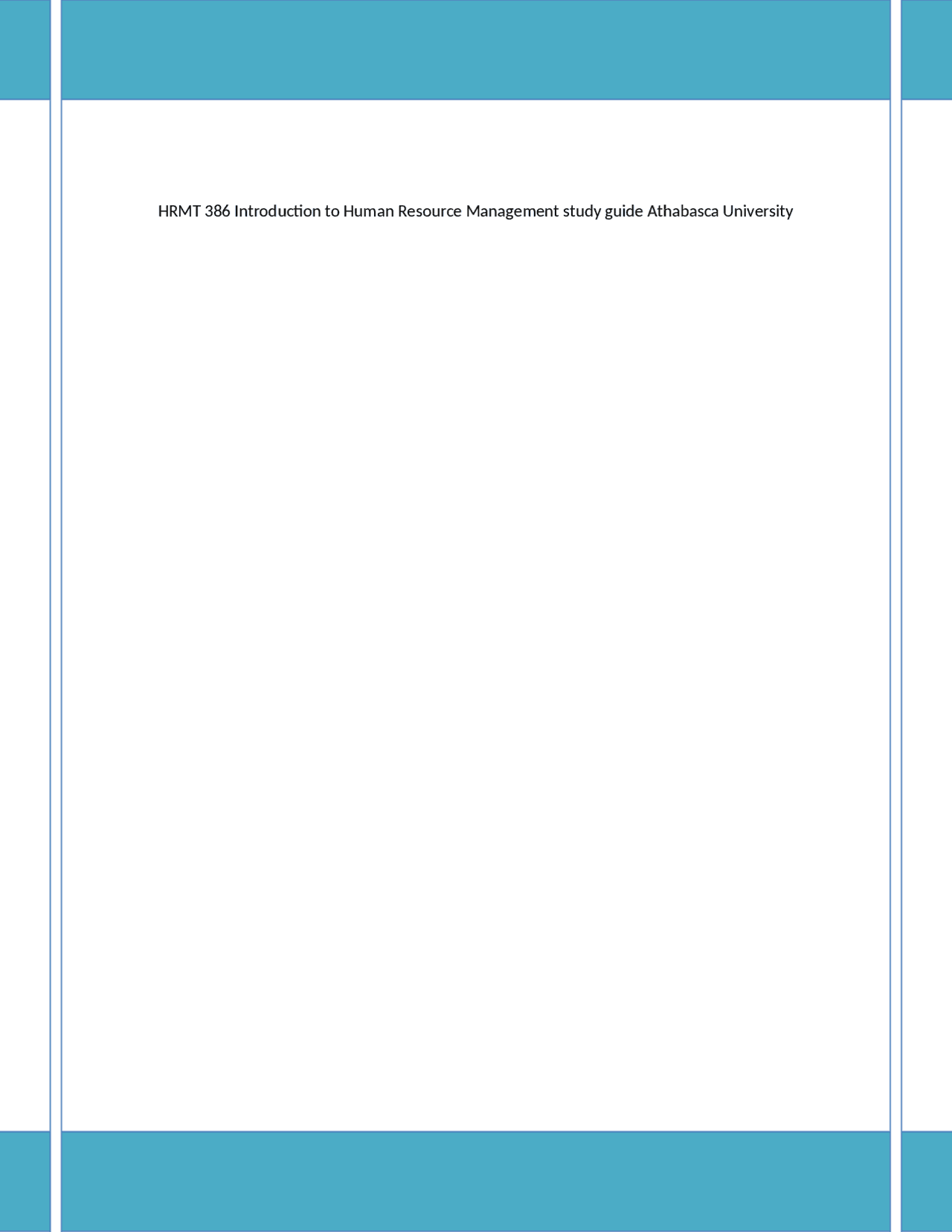 HRMT 386 Introduction to Human Resource Management study guide Athabasca University | Exams ...