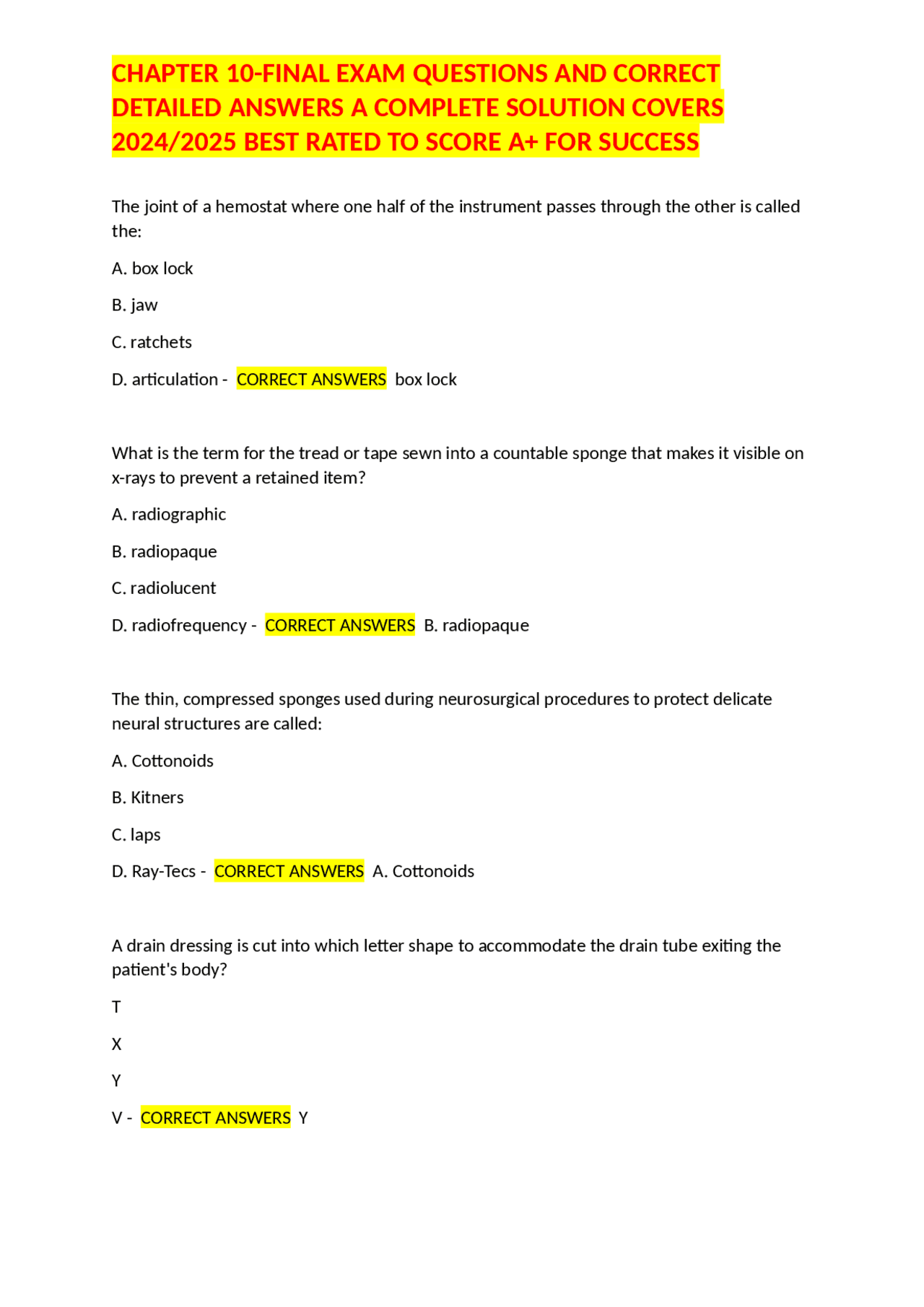 CHAPTER 10-FINAL EXAM QUESTIONS AND CORRECT DETAILED ANSWERS A COMPLETE ...
