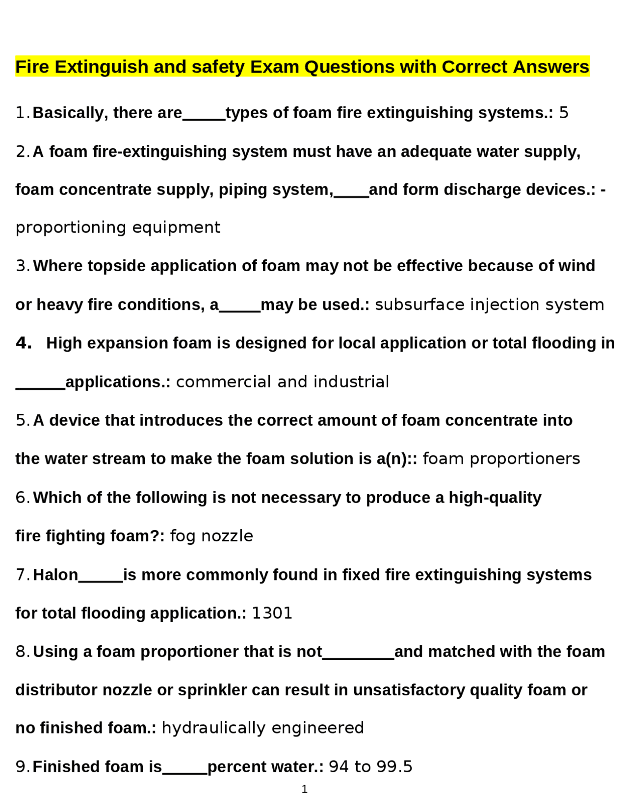 Fire Extinguish and safety Exam Questions with Correct Answers | Exams ...