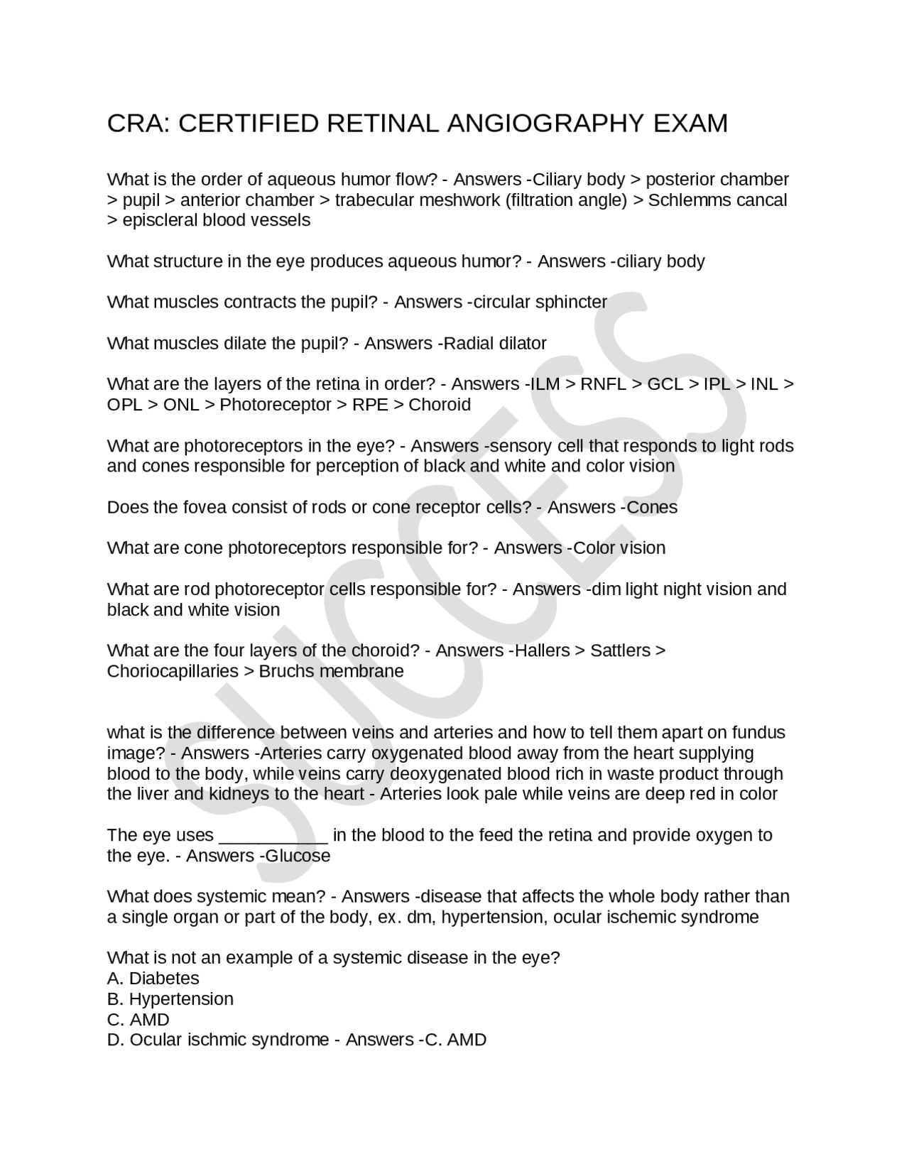 CRA: CERTIFIED RETINAL ANGIOGRAPHY EXAM | Exams Advanced Education ...