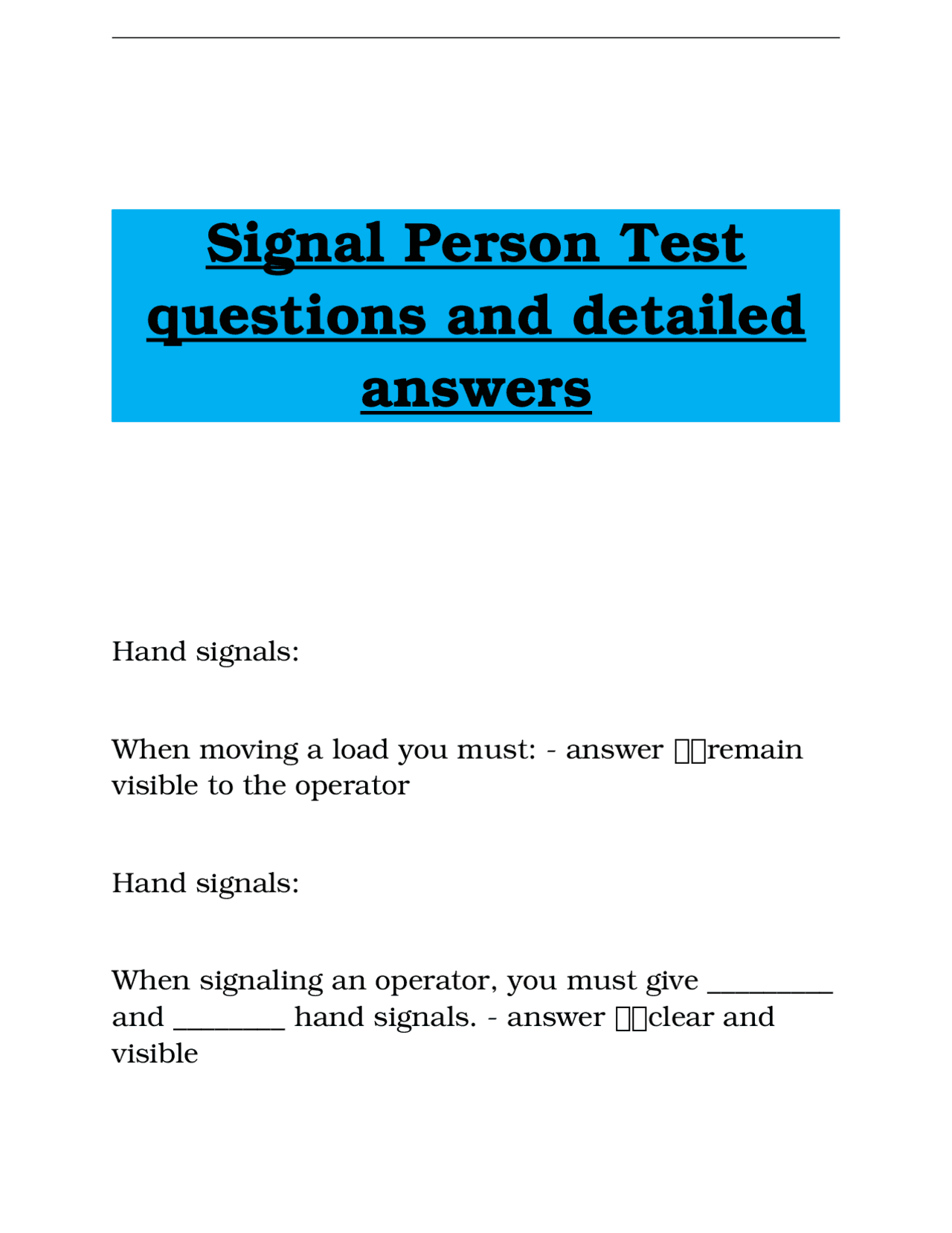 NCCCO Signal Person Test questions and detailed answers | Exams Nursing ...