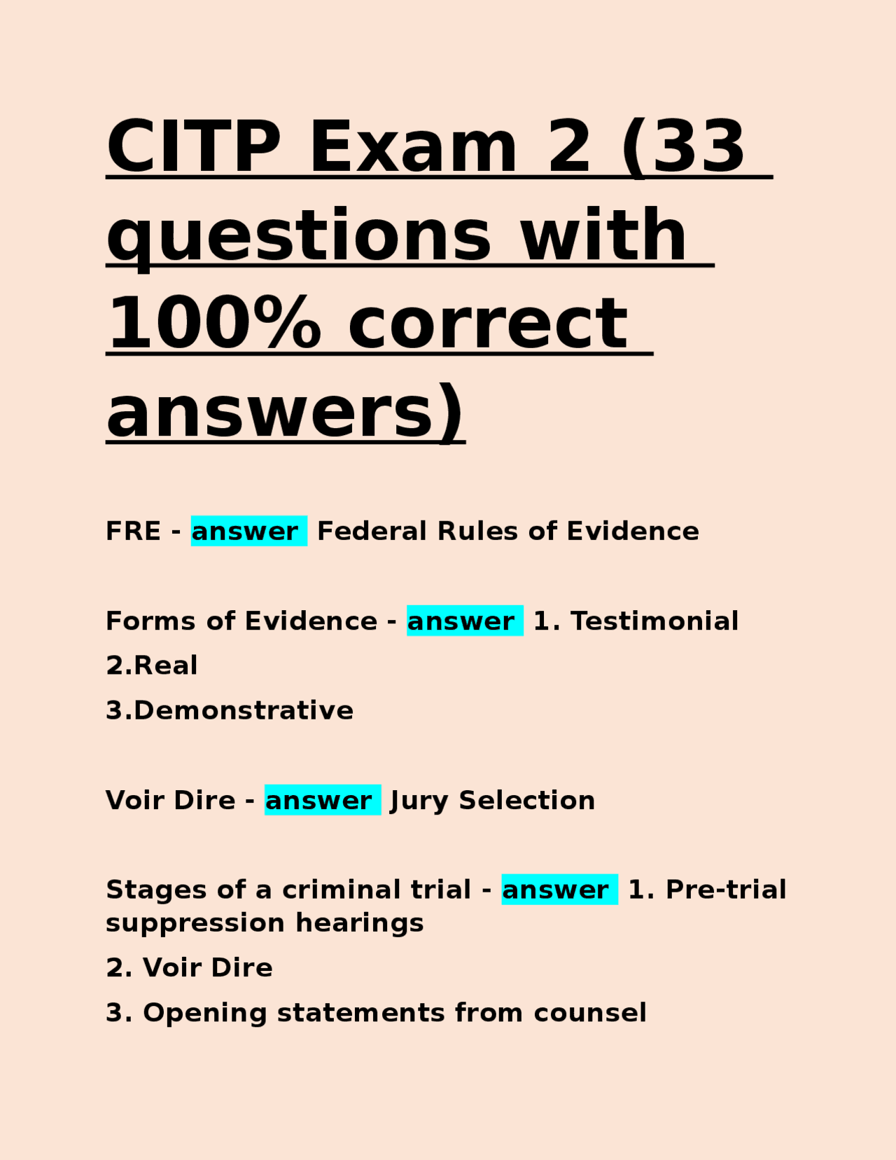 CITP Exam 2 (33 questions with 100% correct answers).docx | Exams ...