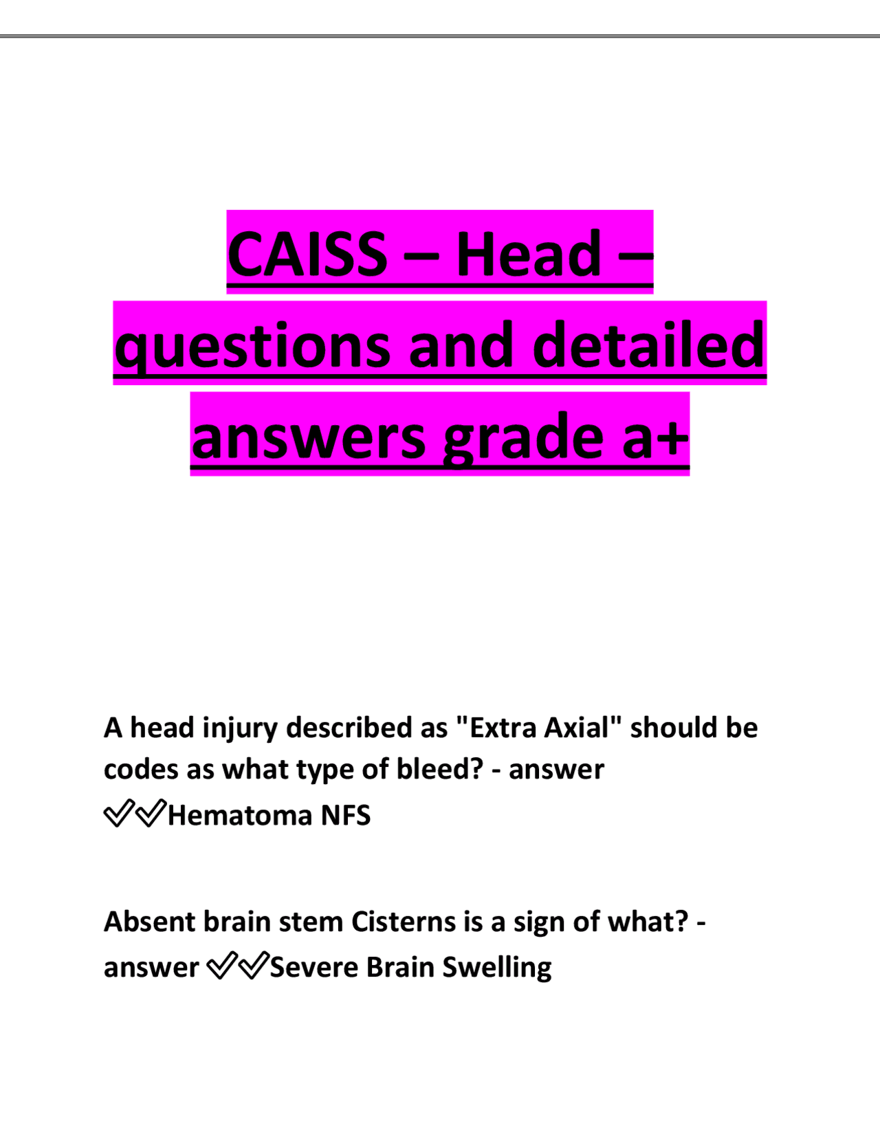 2024 2025 CAISS 2 updated exam | Exams Nursing | Docsity