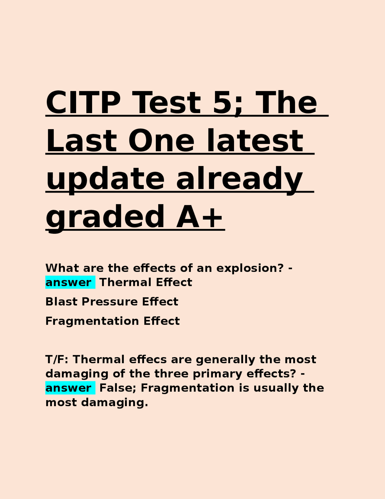 CITP Test 5 The Last One latest update already graded A+.docx | Exams ...