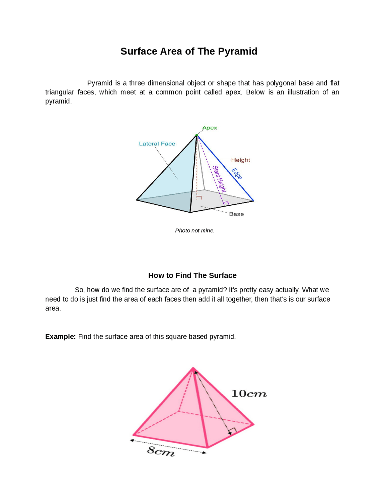 Surface area of a Triangle | Study notes Mathematics | Docsity