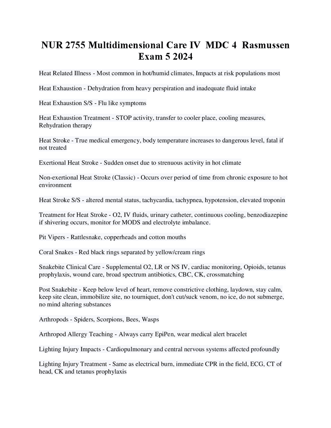 NUR 2755 Multidimensional Care IV MDC 4 Rasmussen Exam 5 2024 | Exams ...