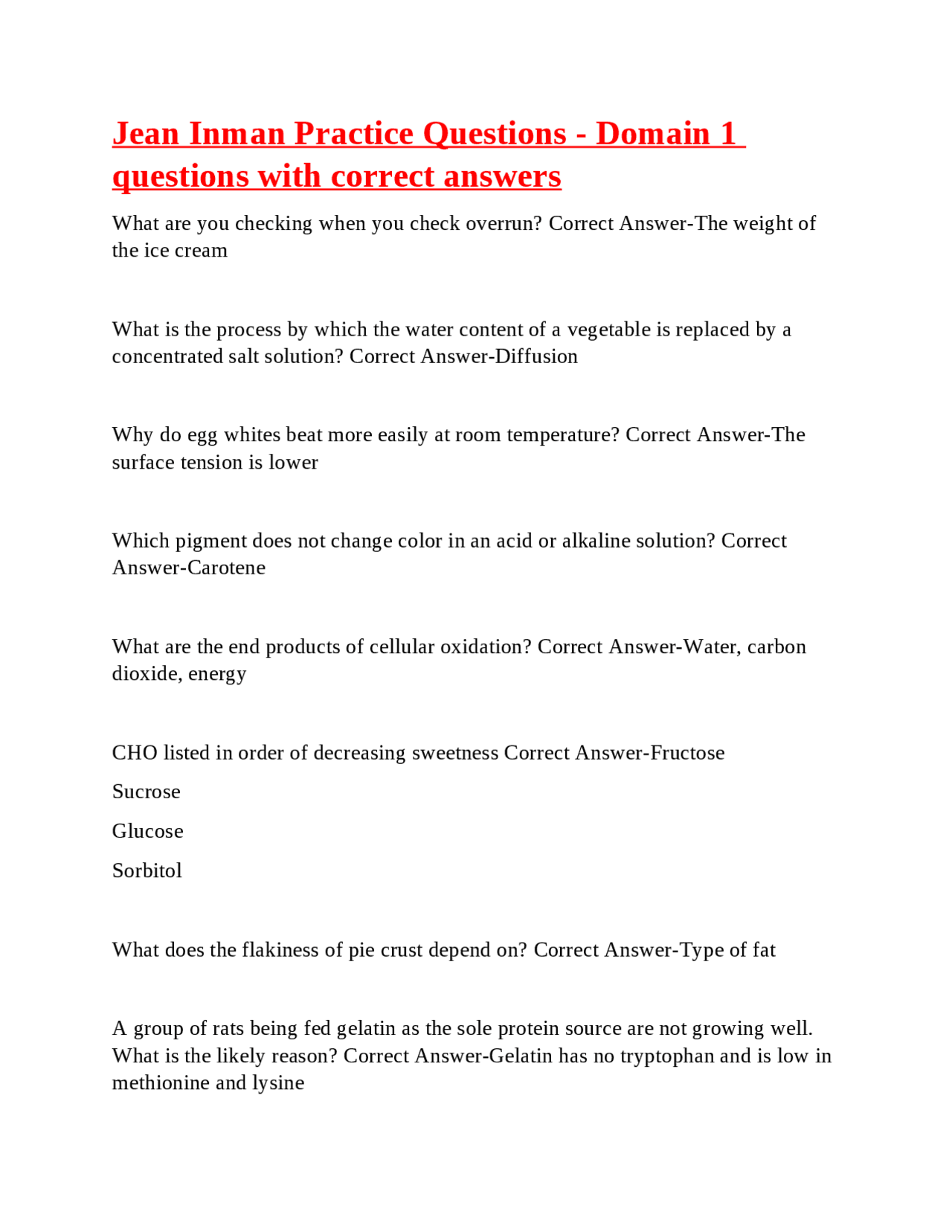 Jean Inman Practice Questions - Domain 1 questions with correct answers ...