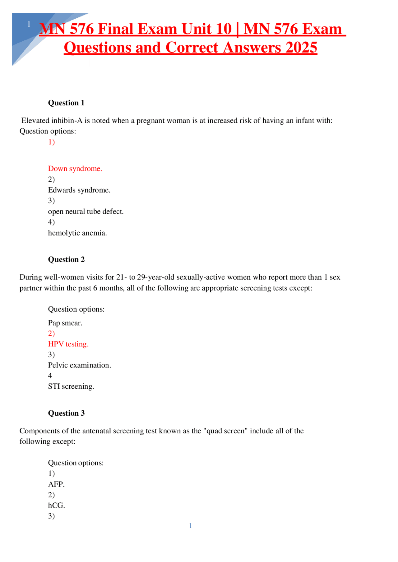 MN 576 Final Exam Unit 10 | MN 576 Exam Questions and Correct Answers ...