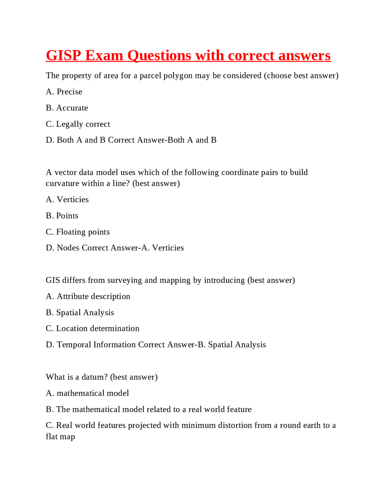 GISP Exam Questions with correct answers | Exams Statistics | Docsity