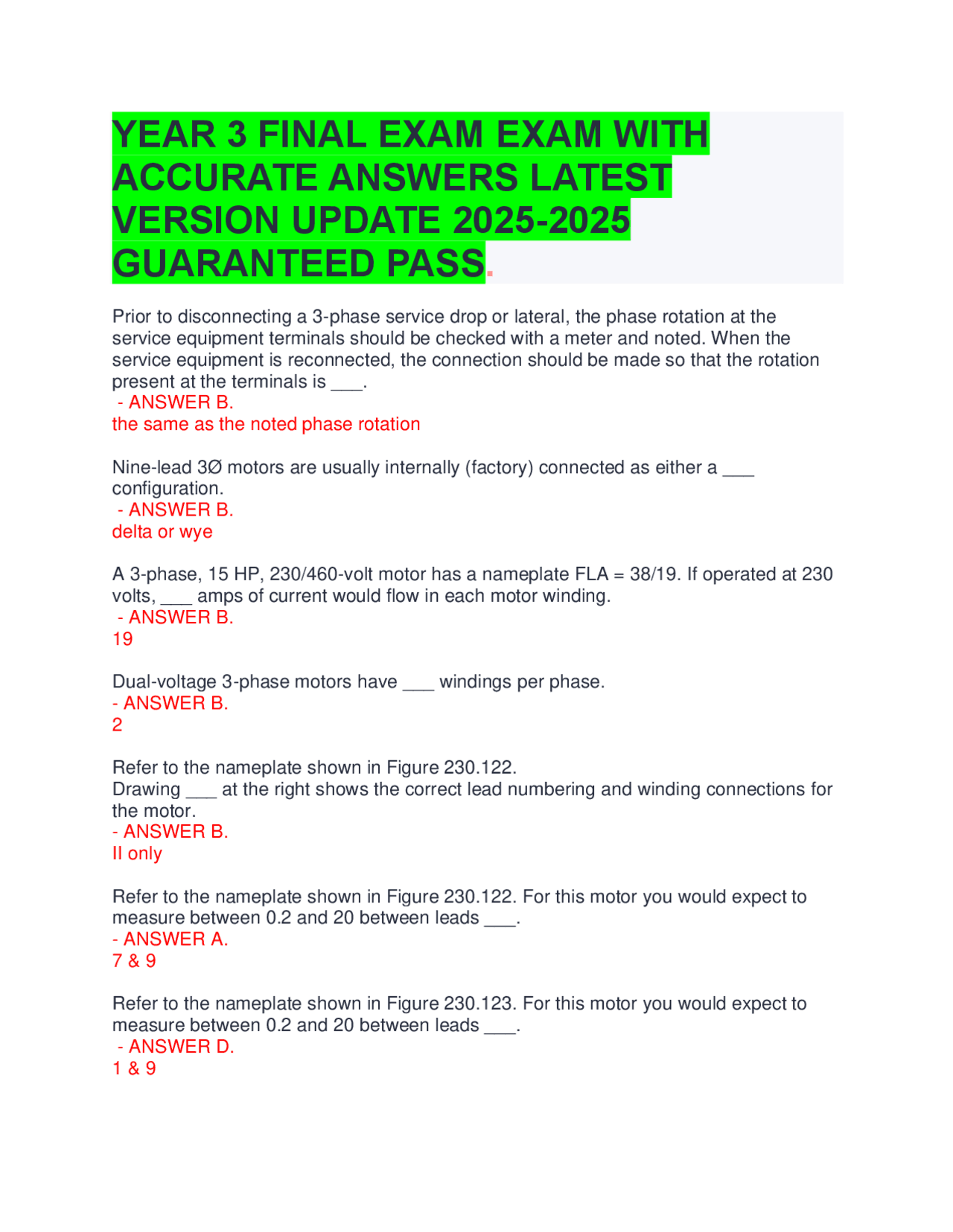 IEC YEAR 3 FINAL EXAM EXAM ACCURATE ANSWERS LATEST VERSION UPDATE 2025 ...