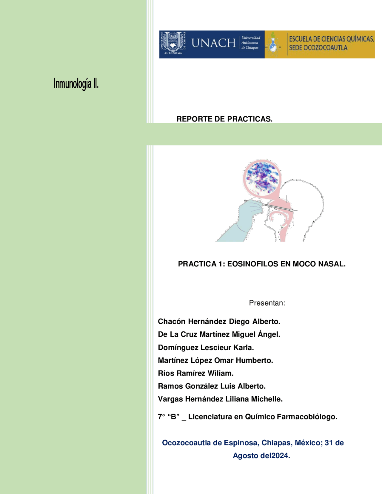 Práctica de Inmunología II: Eosinófilos en Moco Nasal | Cheat Sheet Reporting and Production ...