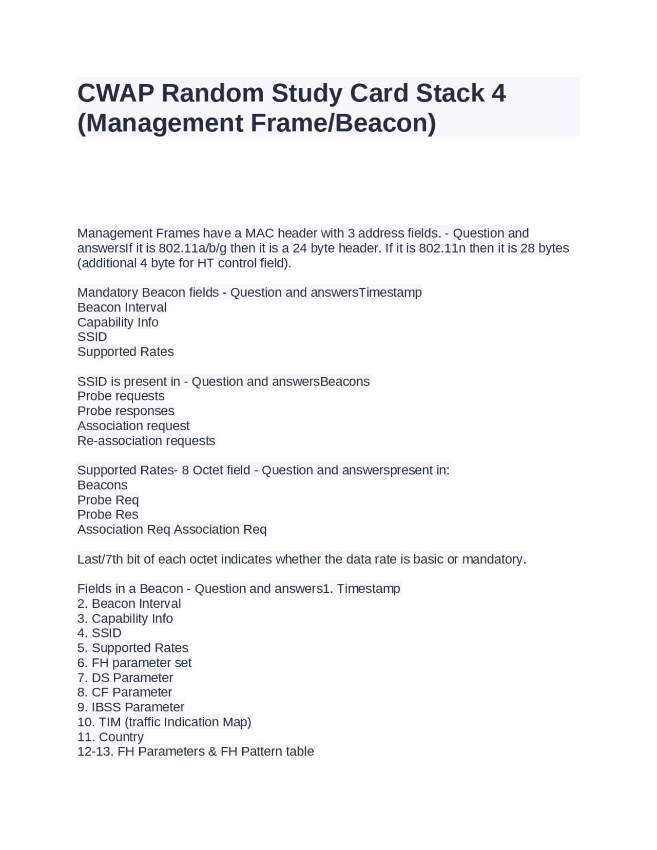 CWAP Random Study Card Stack 4 Questions and Answers | Exams Nursing ...