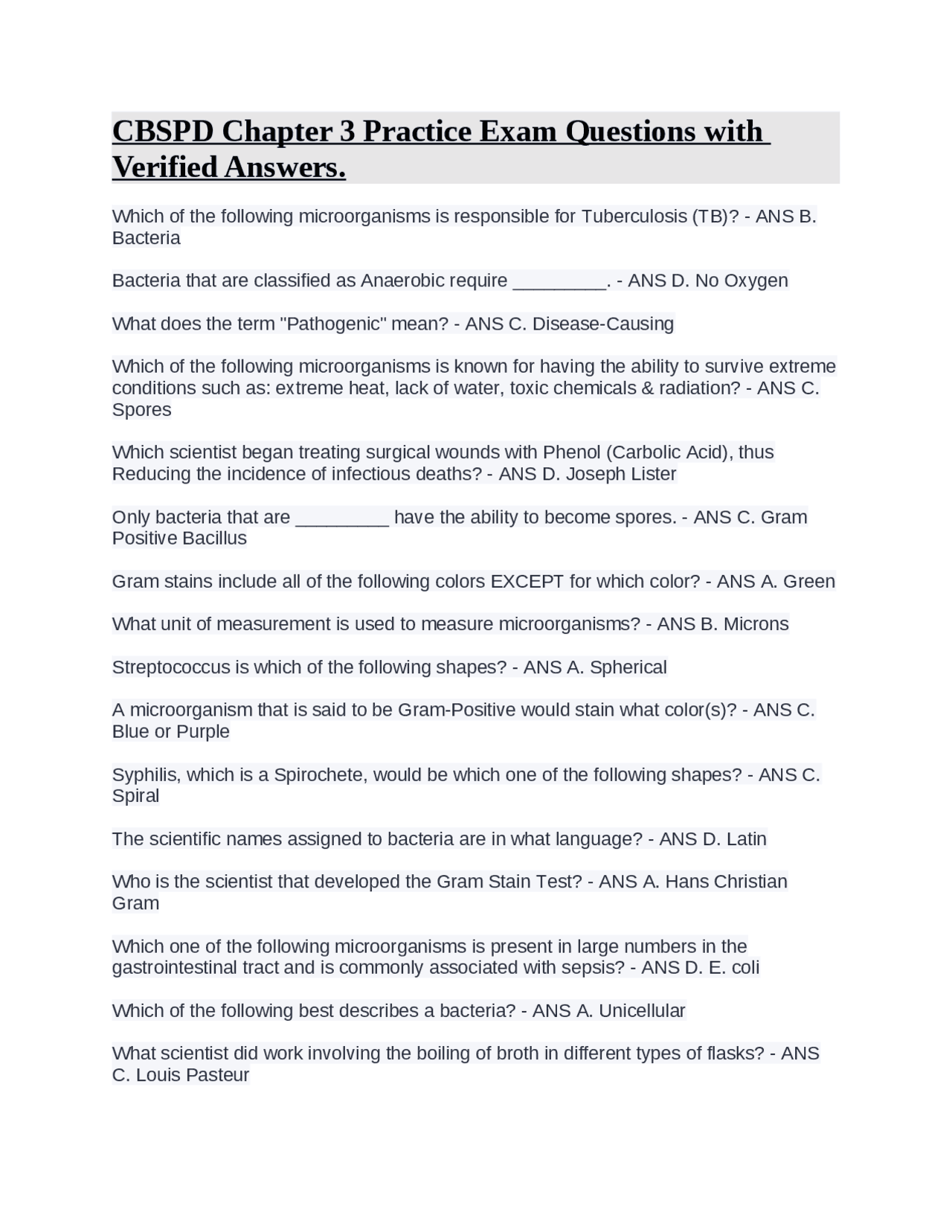CBSPD Chapter 3 Practice Exam Questions with Verified Answers. | Exams ...