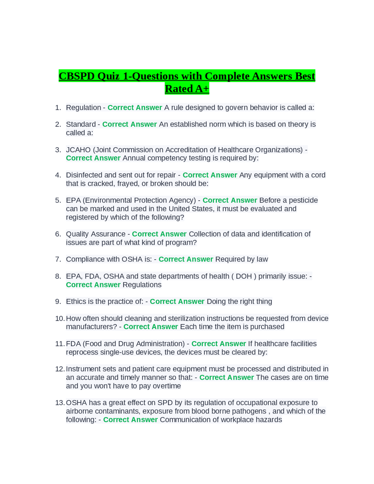 CBSPD Quiz 1-Questions with Complete Answers Best Rated A+ | Exams ...