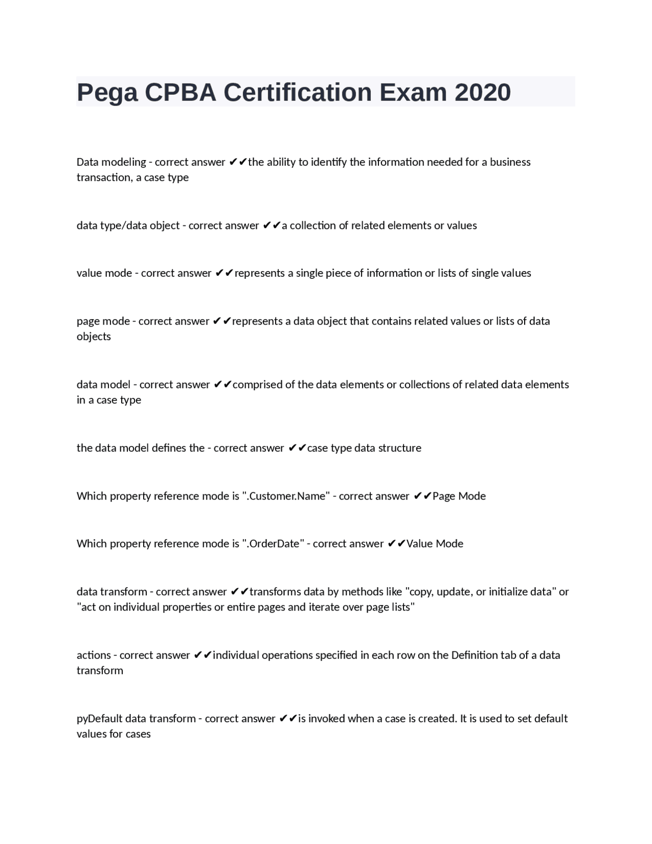 Pega CPBA Certification Exam 2020 UPDATED ALREADY PASSED | Exams ...