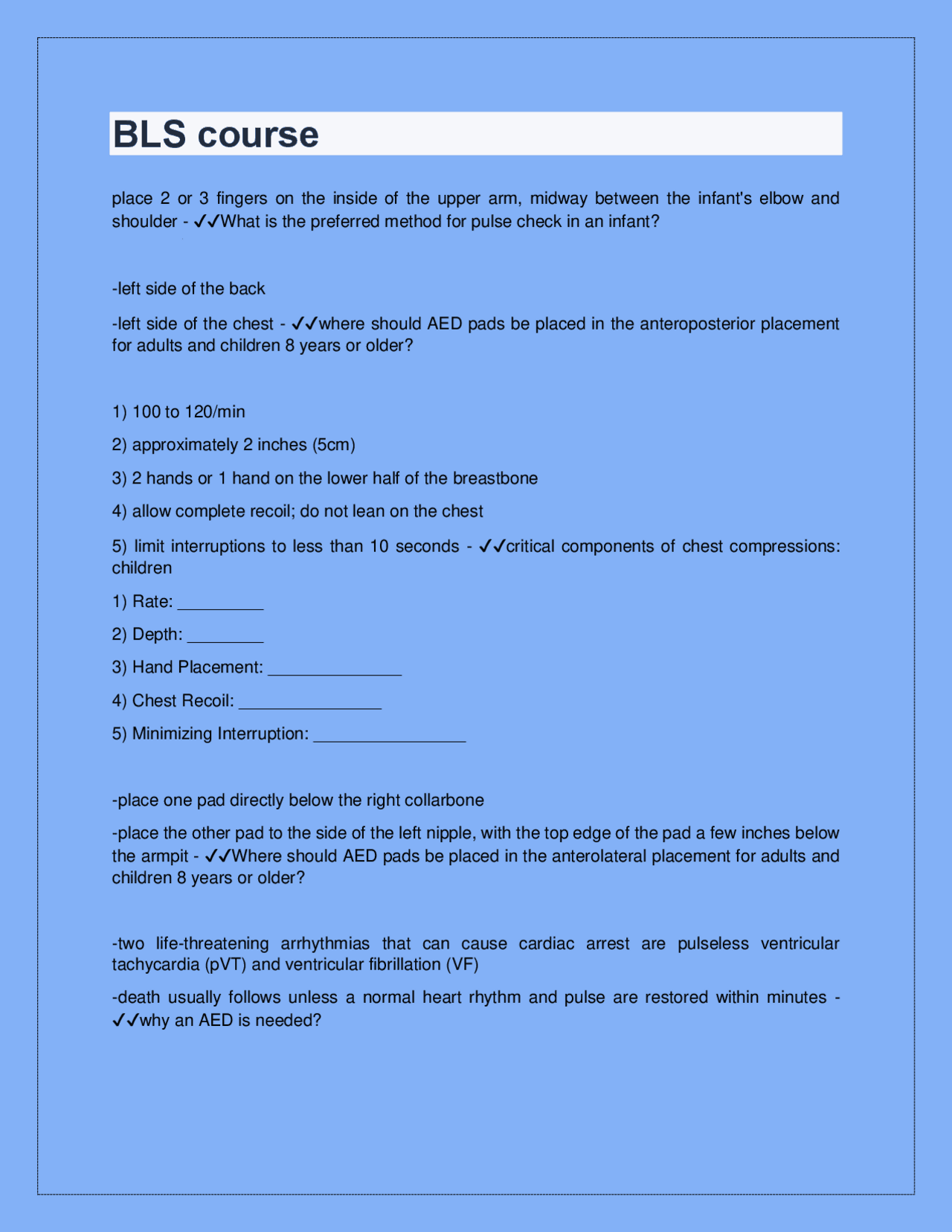 BLS course with questions and complete answers A+ graded | Exams ...