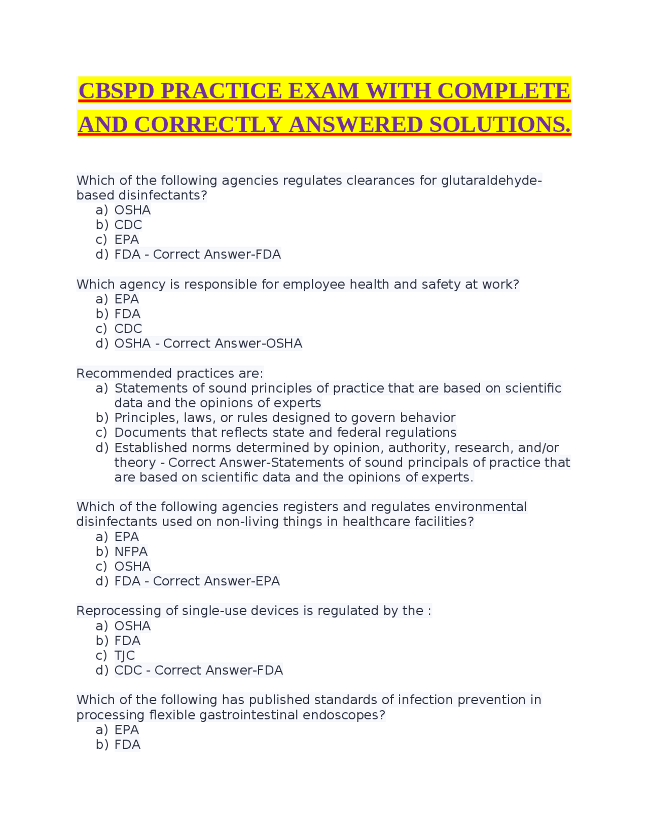 CBSPD PRACTICE EXAM WITH COMPLETE AND CORRECTLY ANSWERED SOLUTIONS ...