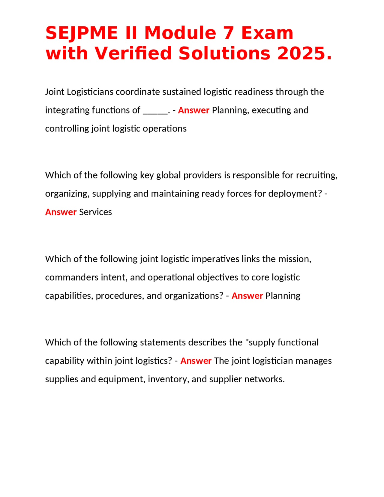 SEJPME II Module 7 Exam with Verified Solutions 2025. | Exams Nursing ...