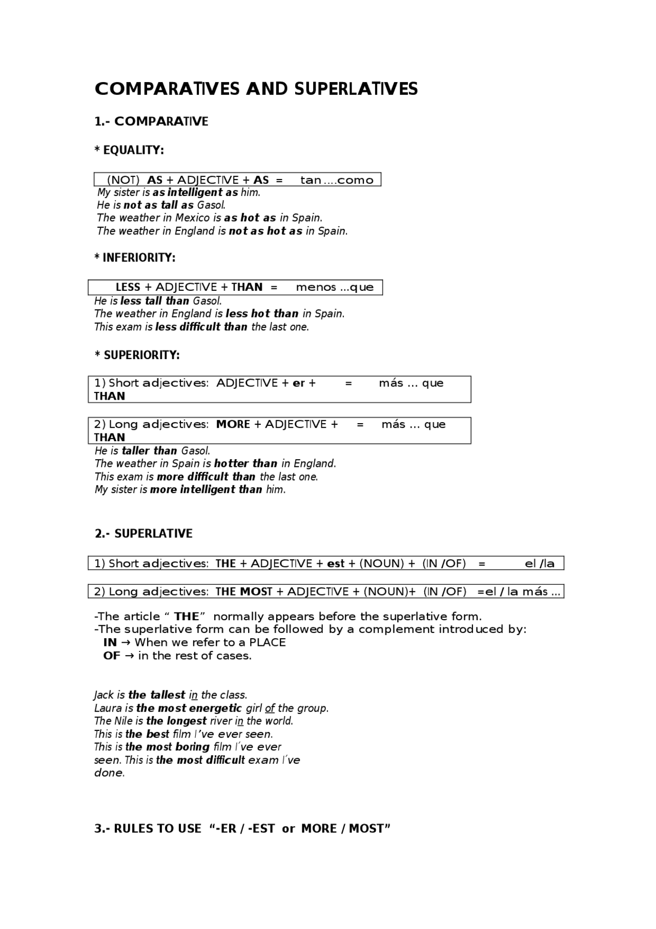 Comparative and Superlative Adjectives: Exercises and Rules | Guías, Proyectos, Investigaciones ...
