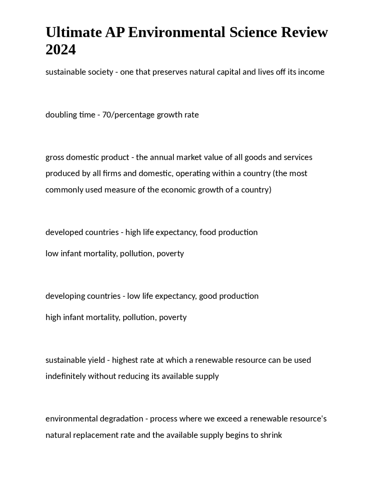 Ultimate AP Environmental Science Review 2024 | Exercises Nursing | Docsity