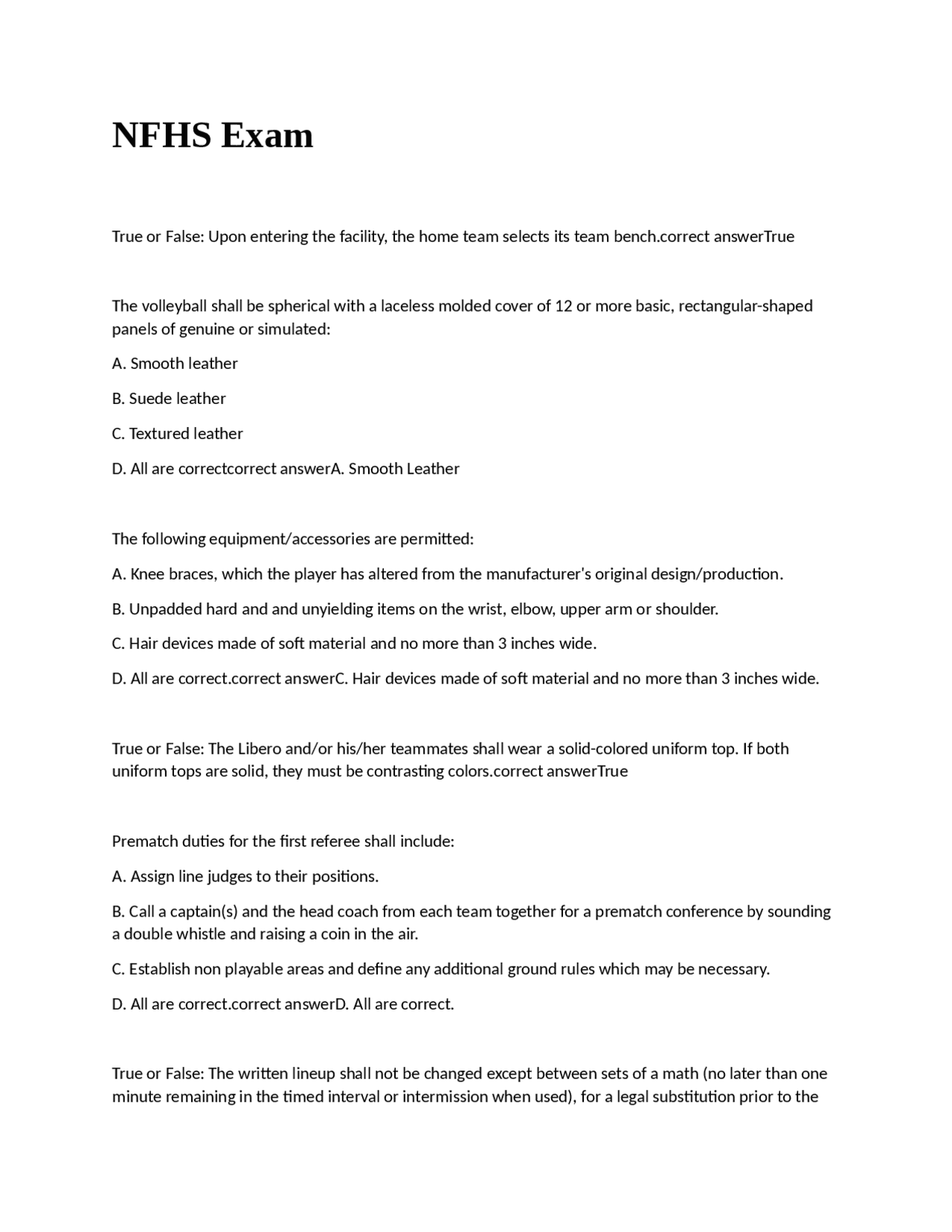 NFHS Exam with correct and verified answers | Exams Physical Activity ...