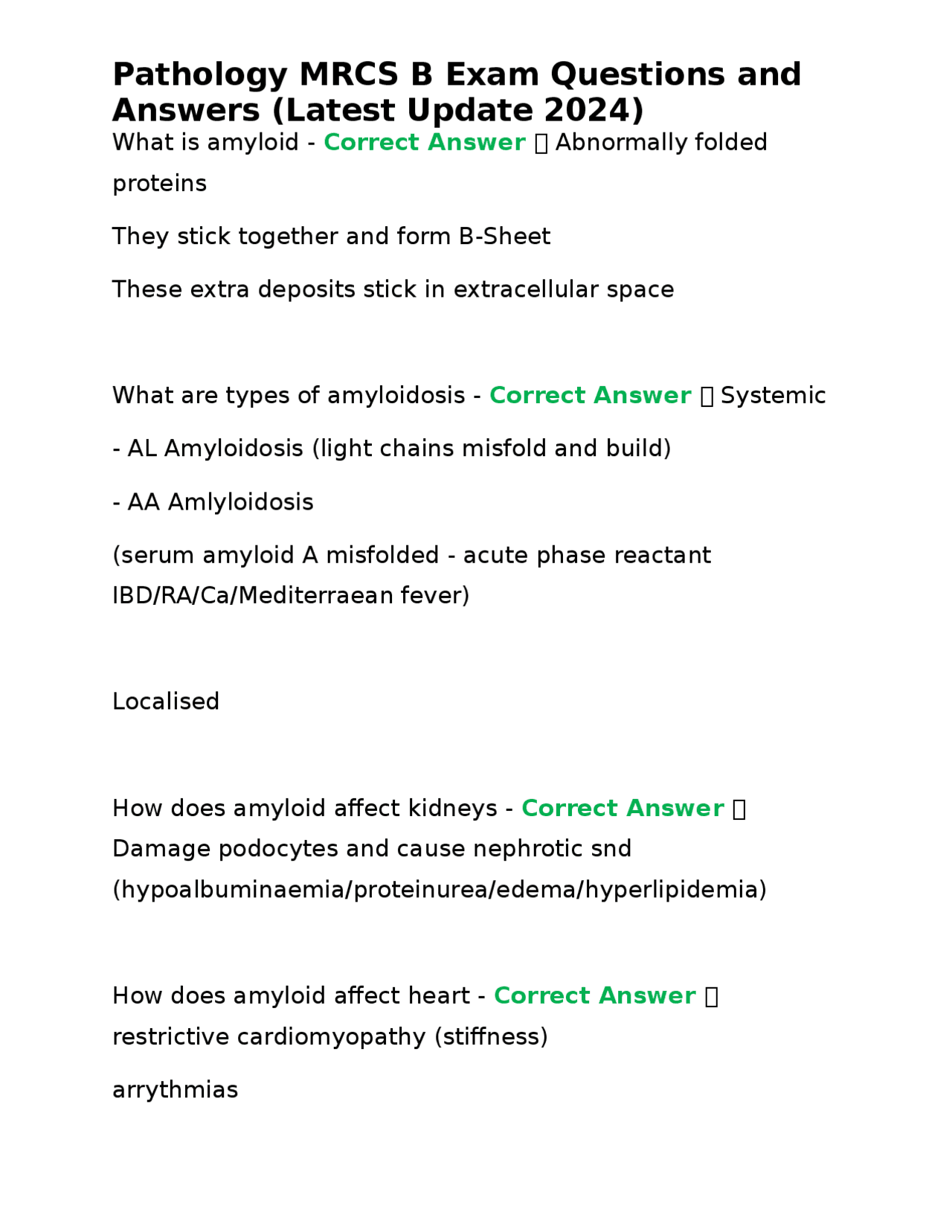 Pathology MRCS B Exam Questions and Answers (Latest Update 2024 ...