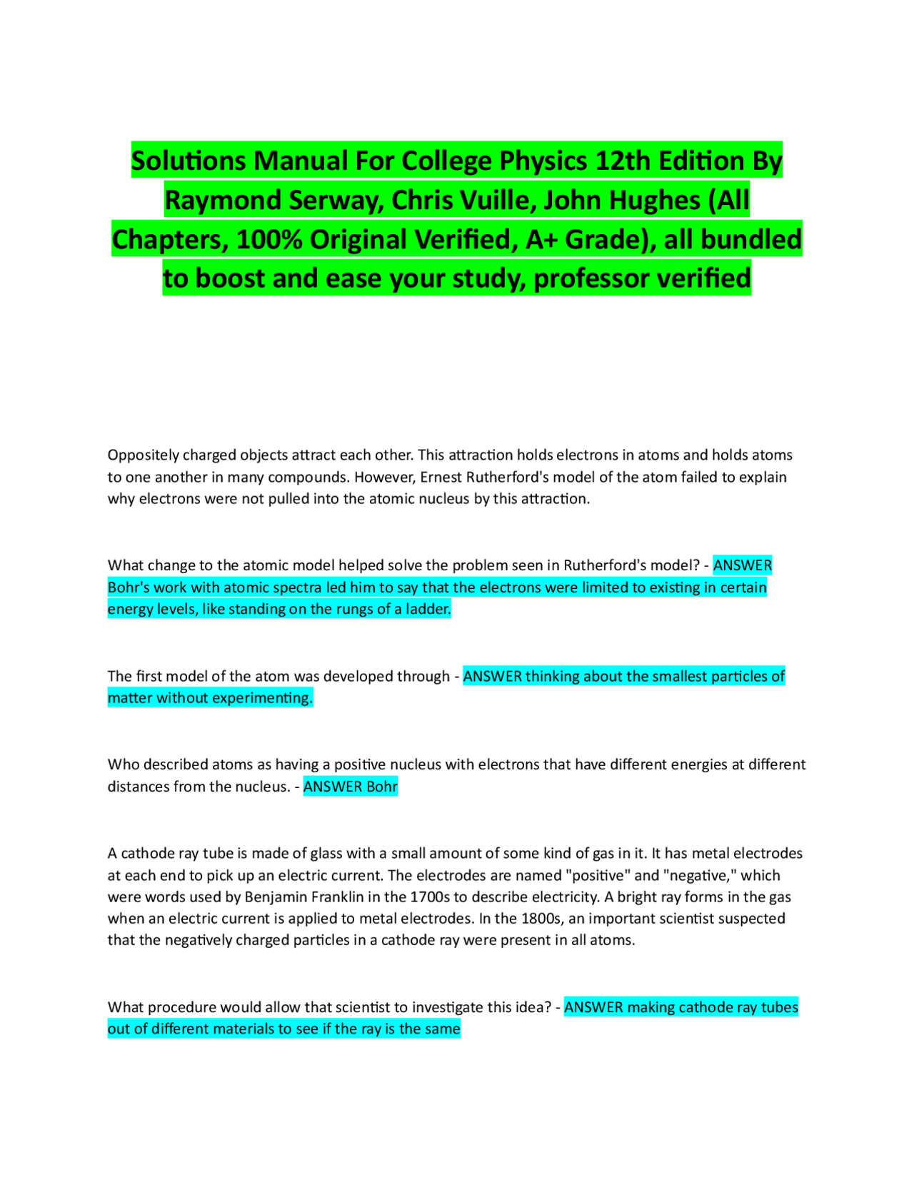 Solutions Manual For College Physics 12th Edition By Raymond Serway ...