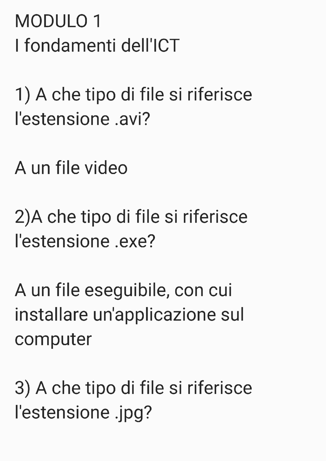 Risposte esatte Modulo 1 di eipass 7 moduli user alfabetizzazione digitale aggiornato 2024 ...