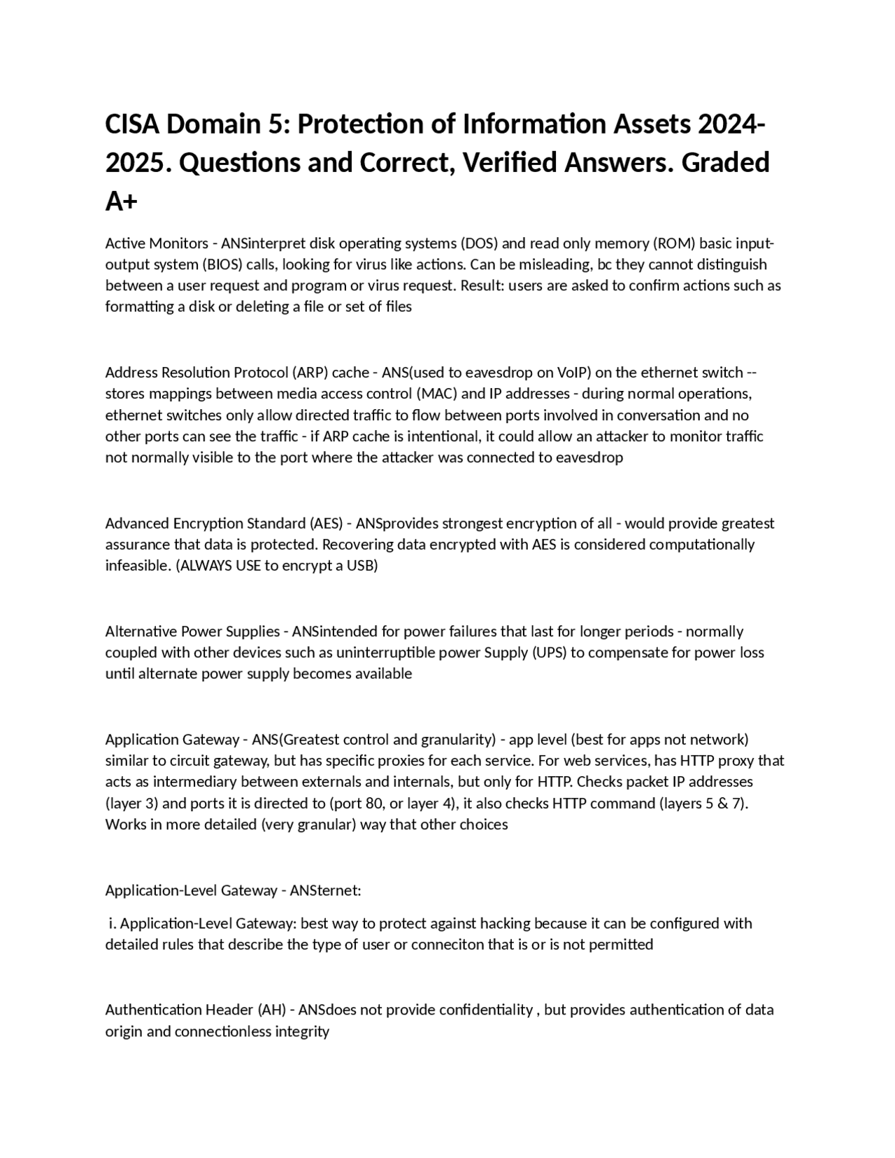 CISA Domain 5: Protection of Information Assets 2024-2025. Questions ...