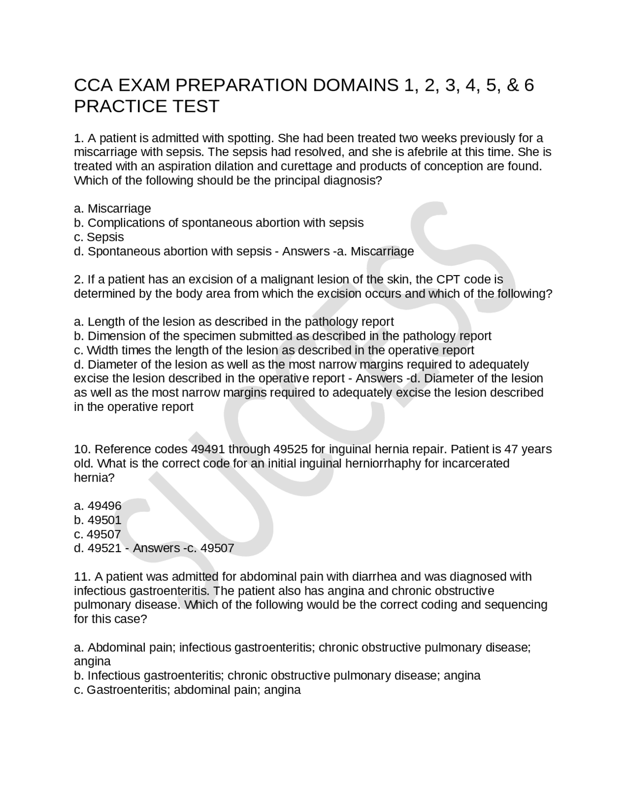 CCA EXAM PREPARATION DOMAINS 1, 2, 3, 4, 5, & 6 PRACTICE TEST | Exams ...