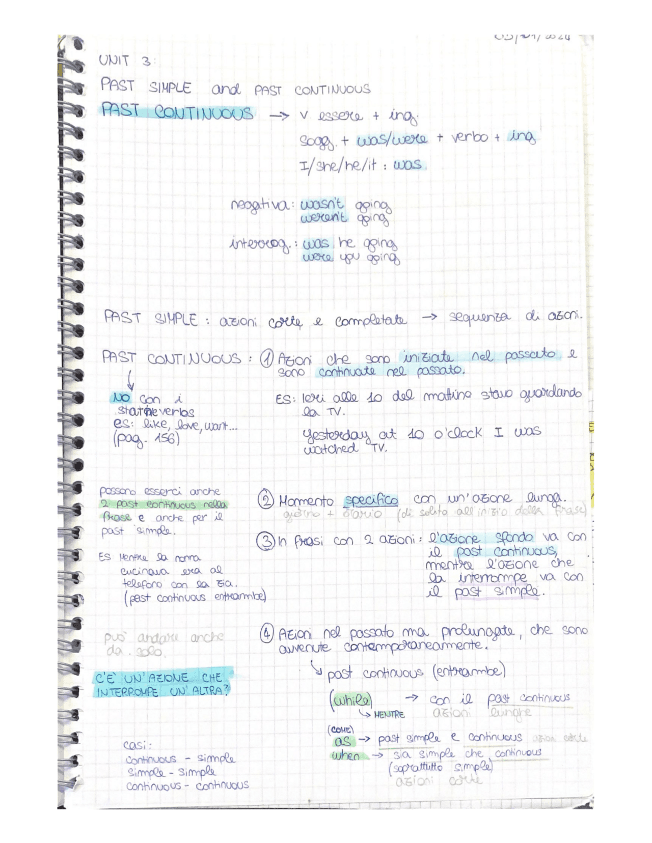 Past simple e past continuous | Schemi e mappe concettuali di Inglese | Docsity