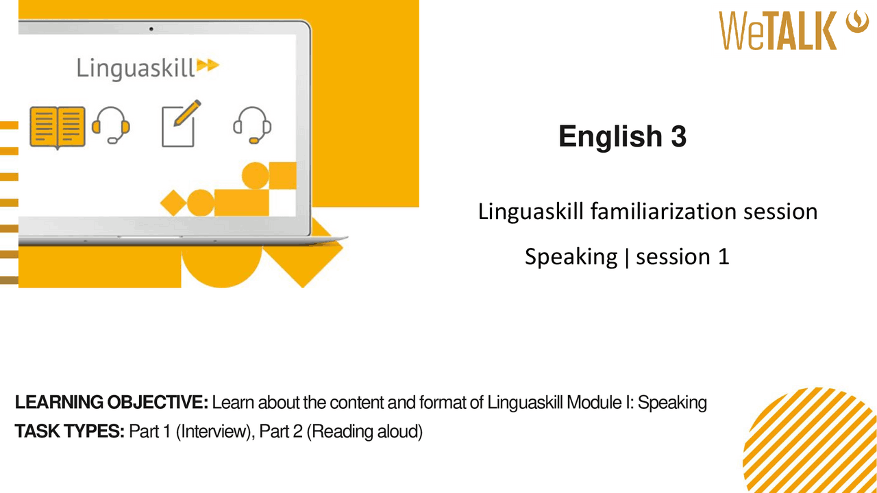 Linguaskill Module I: Speaking - Familiarization Session | Monografías ...