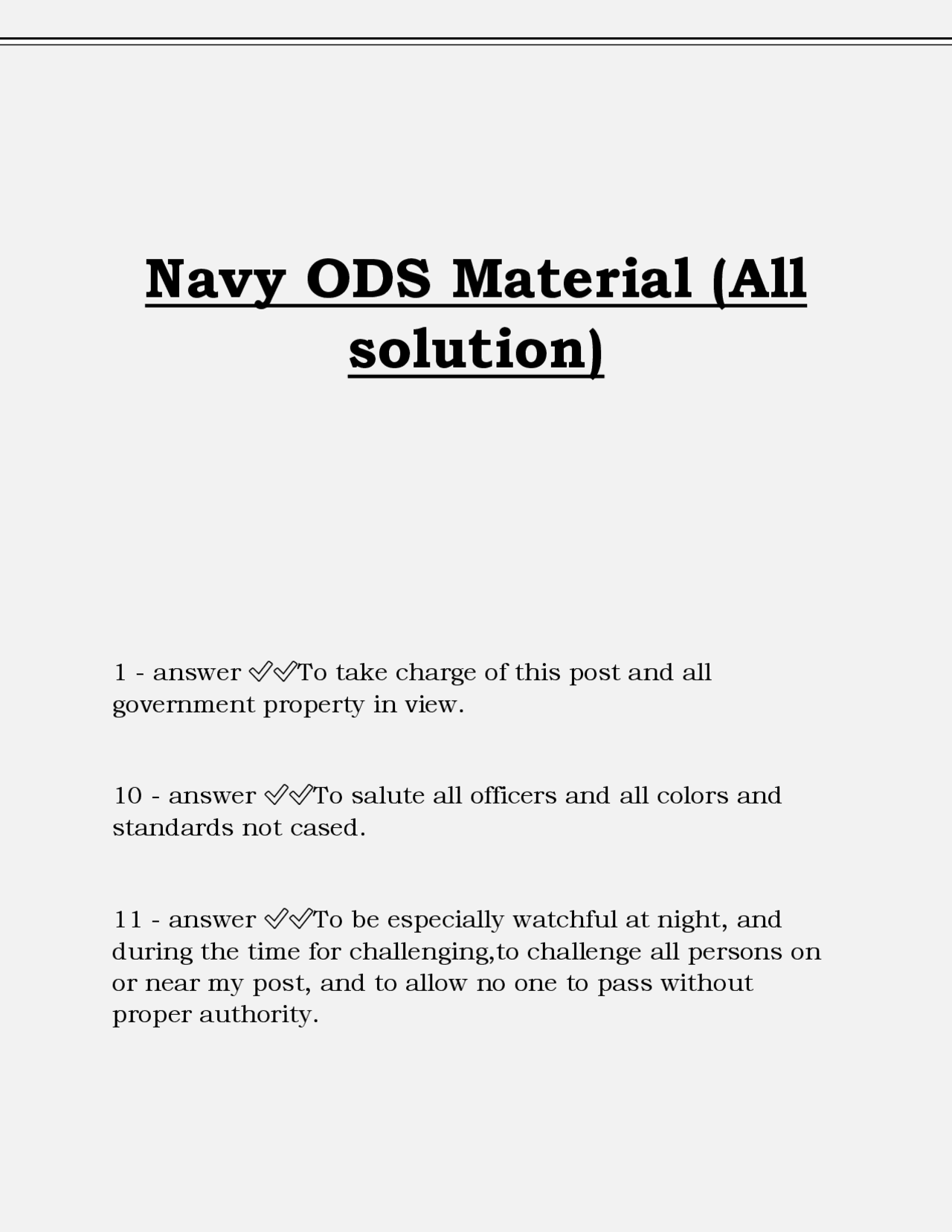 Navy ODS Material (All solution) | Exams Nursing | Docsity