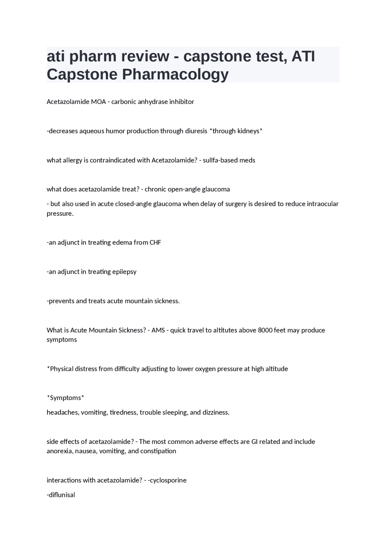 ati pharm review - capstone test, ATI Capstone Pharmacology | Exams ...