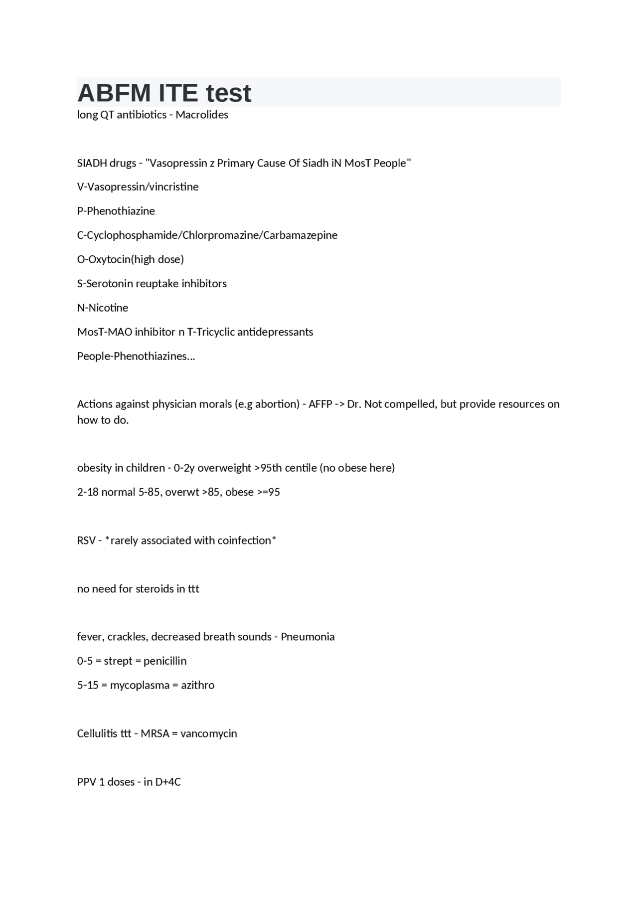 ABFM ITE test 2024/2025 questions and answers | Quizzes History | Docsity