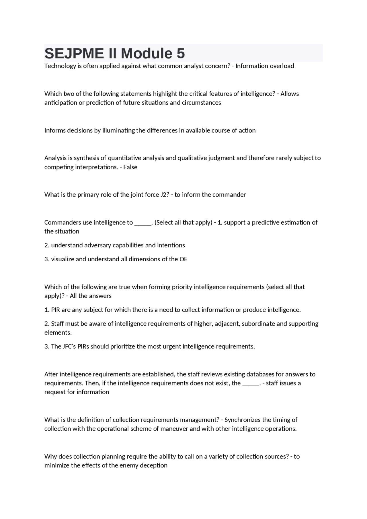 SEJPME II Module 5 . | Exams History | Docsity