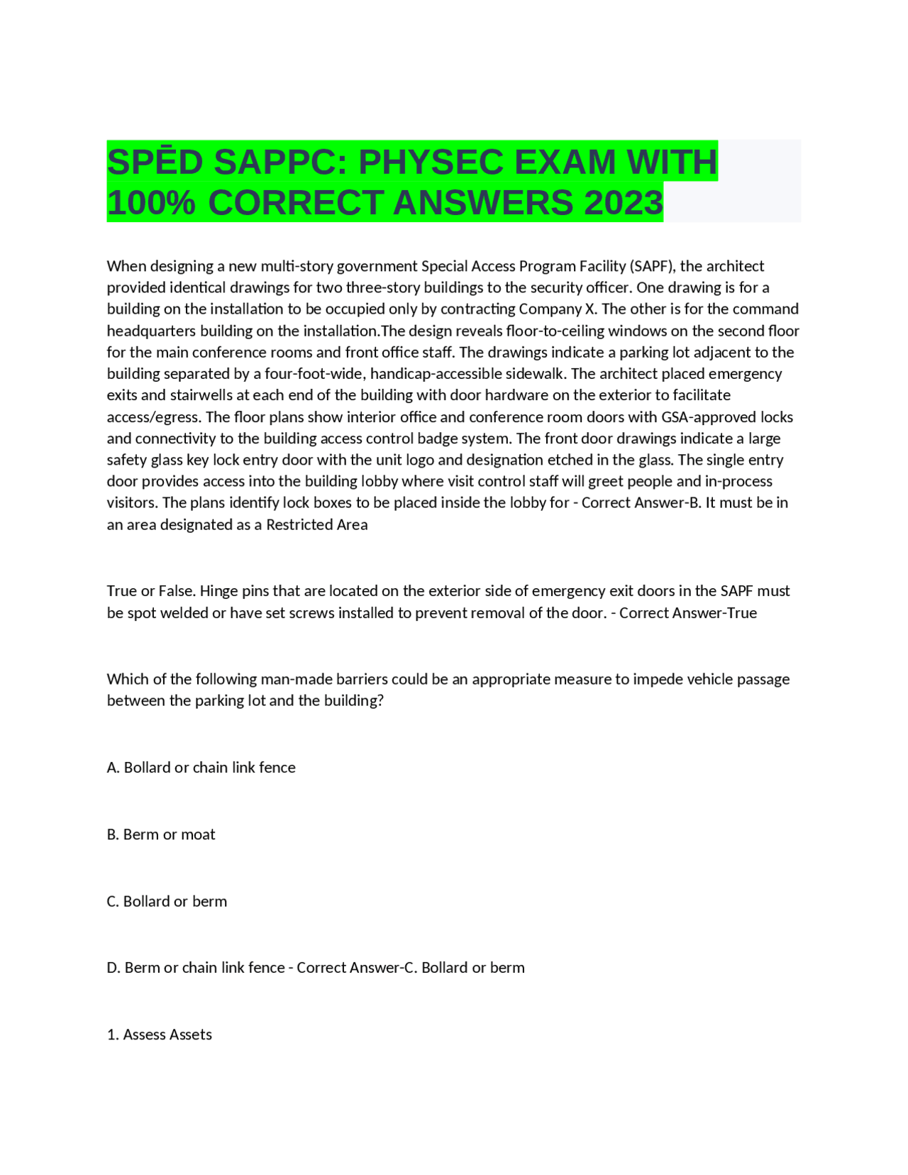 SPĒD SAPPC: PHYSEC EXAM WITH 100% CORRECT ANSWERS 2023 | Exams Advanced ...