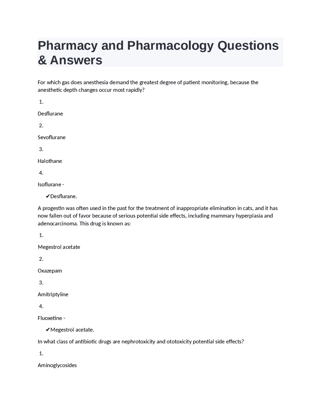 Pharmacy and Pharmacology Questions & Answers | Exams Pharmacology ...