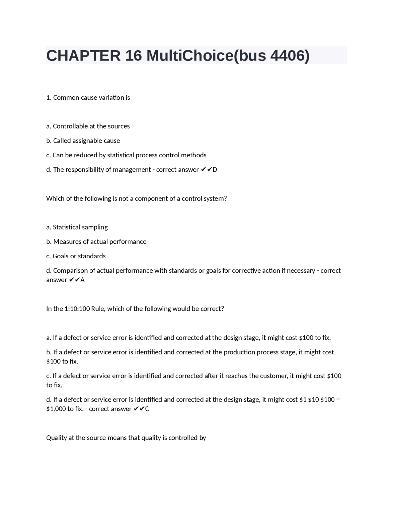 CHAPTER 16 MultiChoice(bus 4406) questions with correct answers | Exams ...